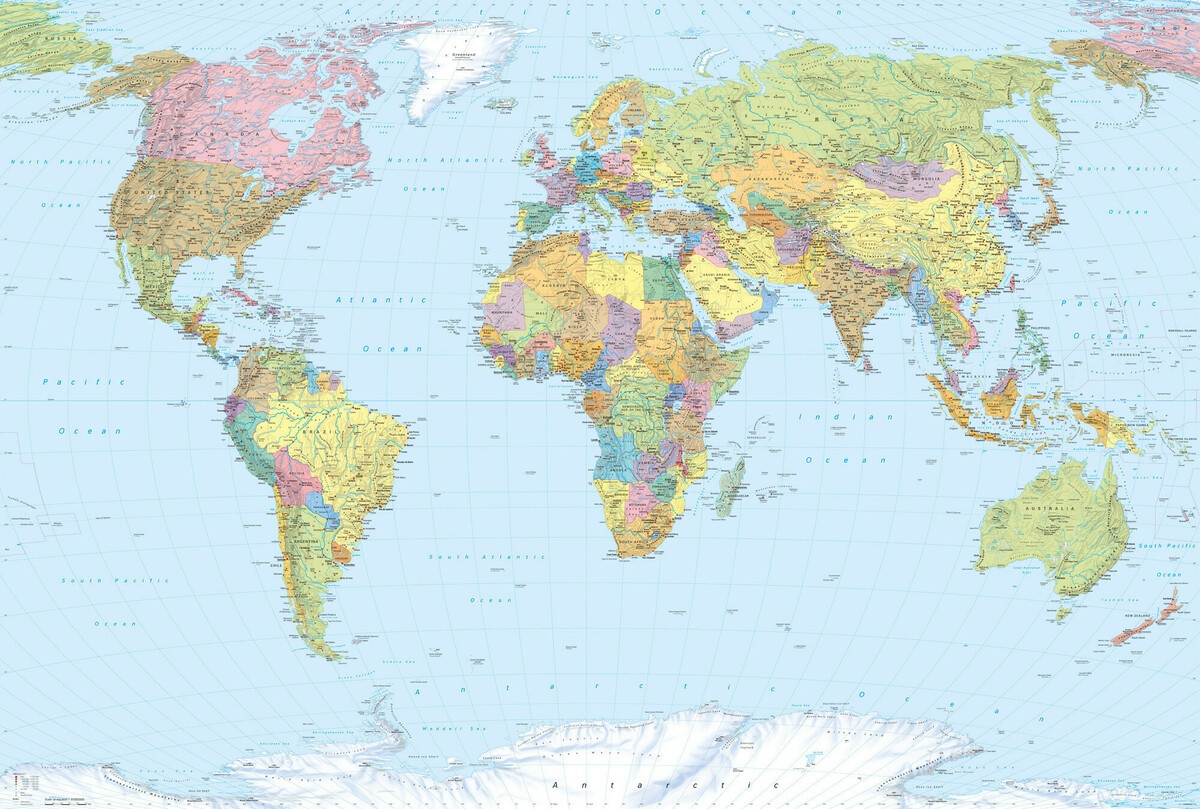 TAPÉTÁK, BORDŰRÖK - World Map - Kék Citrom Tapéta Kft.